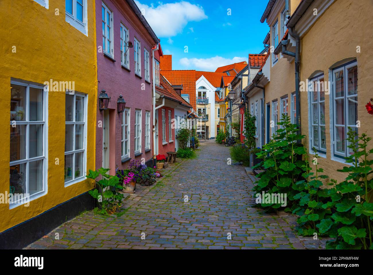 Colorful street in Danish town Aalborg Stock Photo - Alamy