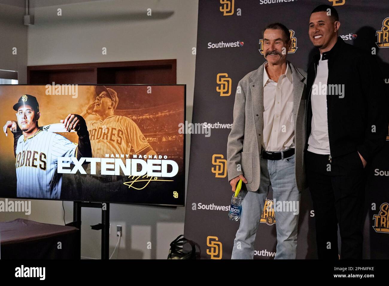 FILE - San Diego Padres third baseman Manny Machado poses for a photo ...