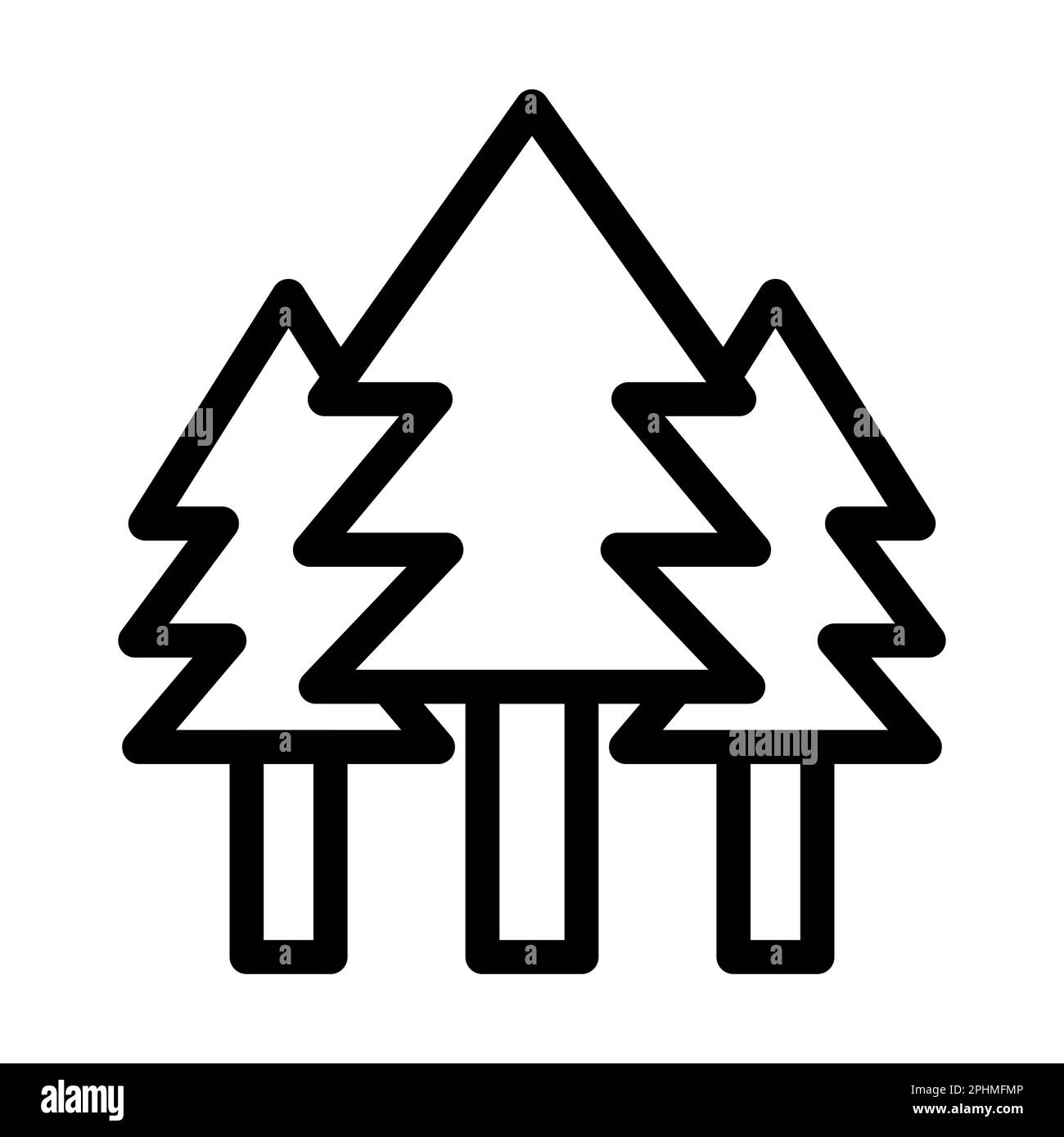 Pine Trees Vector Thick Line Icon For Personal And Commercial Use Stock ...