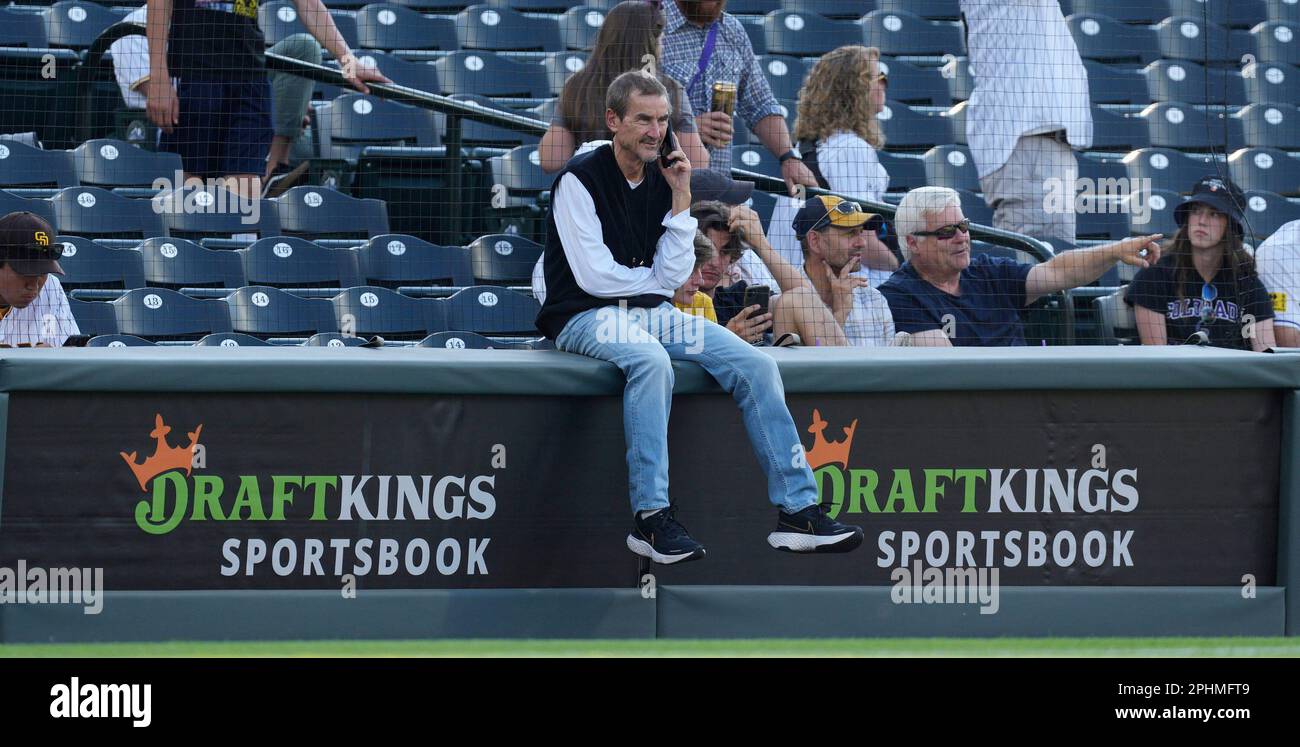 FILE - San Diego Padres owner Peter Seidler talks on his cellphone in ...