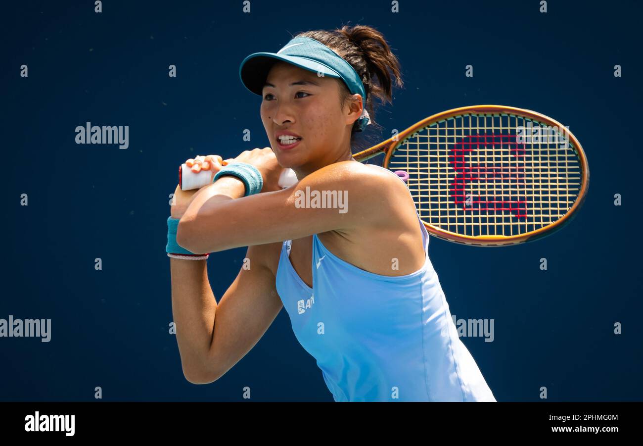 Qinwen Zheng of China in action during the fourth round of the 2023 ...