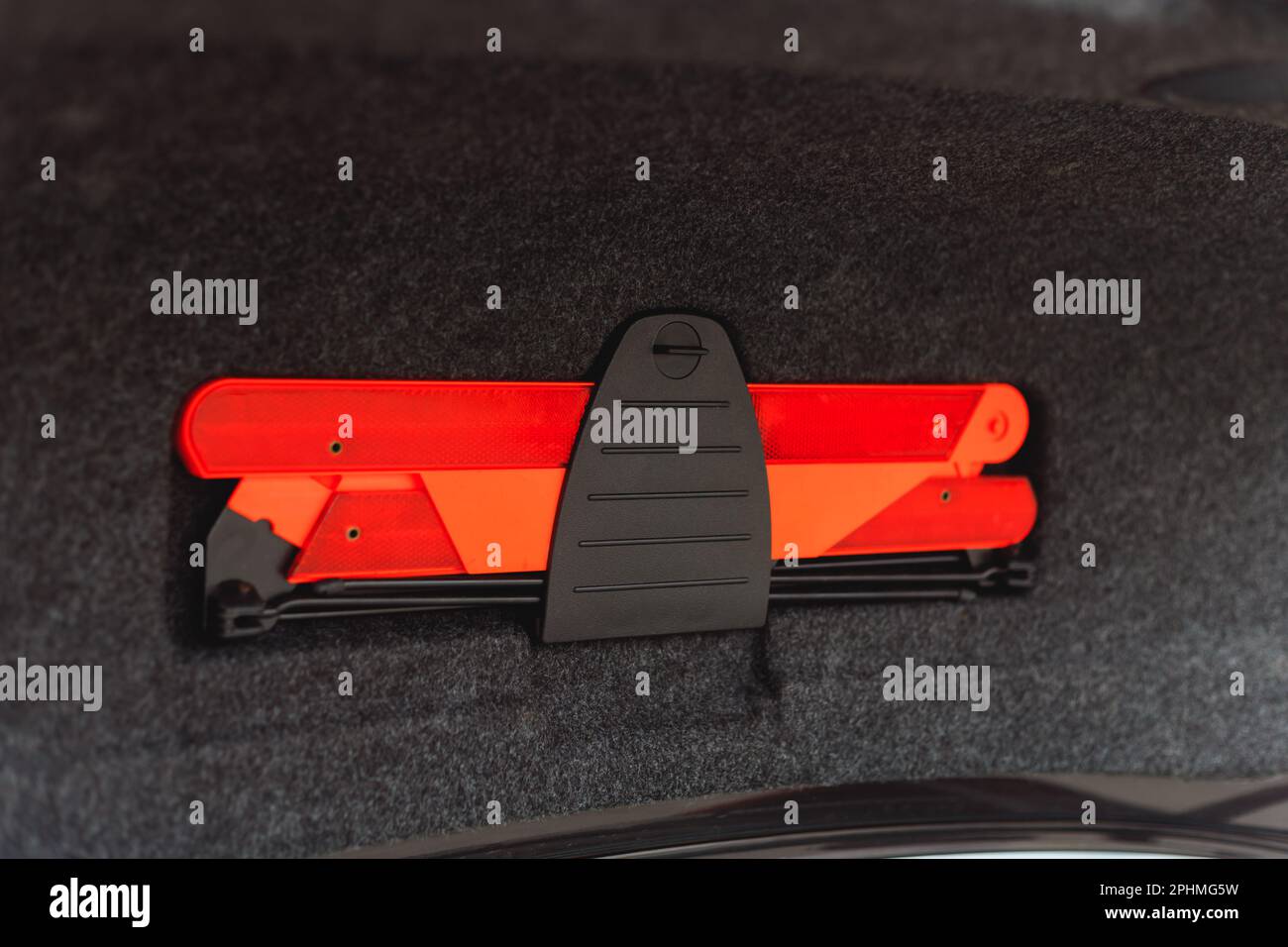 Opened Car Trunk Lid with Folded Emergency Stop Sign Stock Photo - Alamy