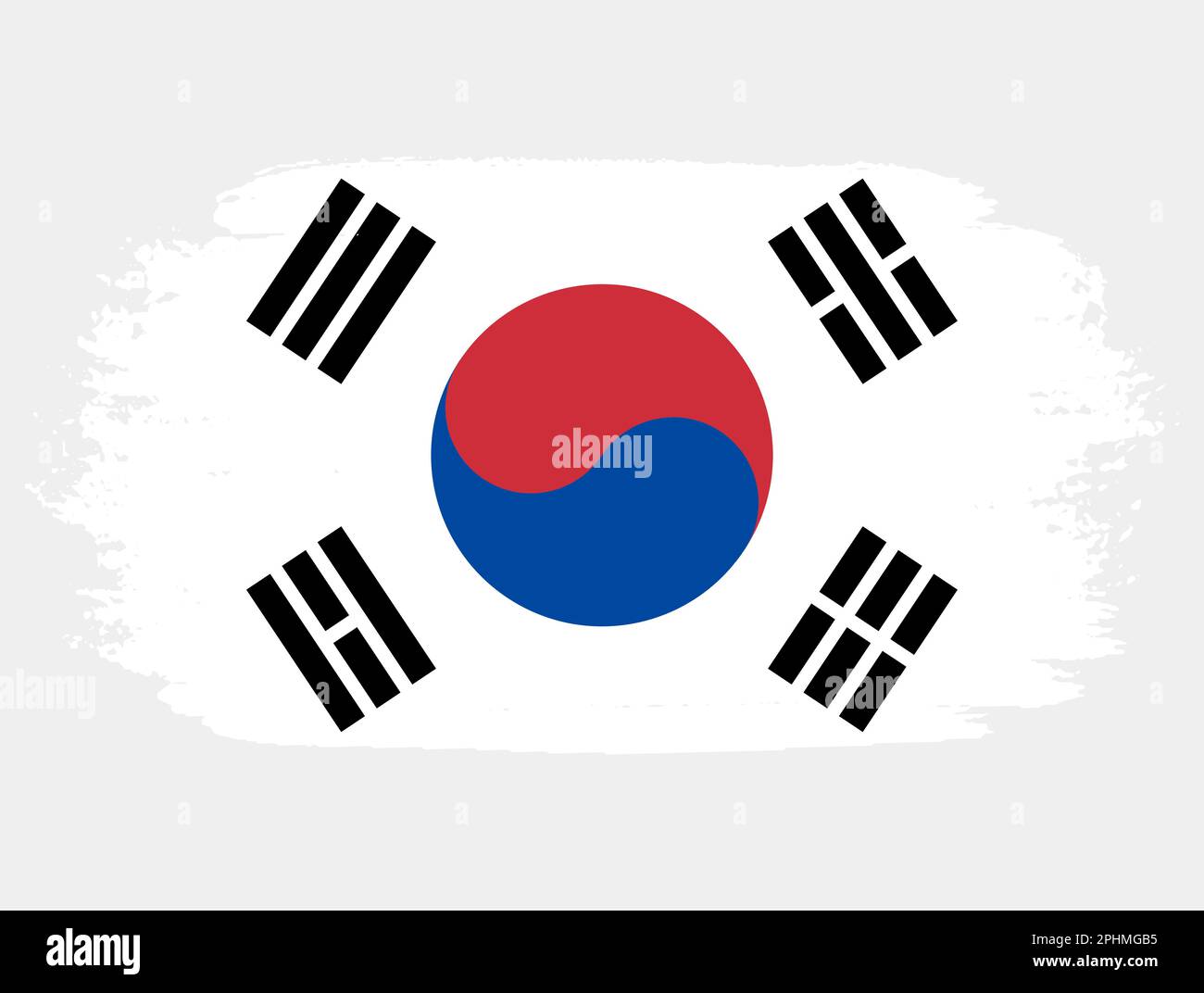 Artistic grunge brush flag of South Korea isolated on white background ...