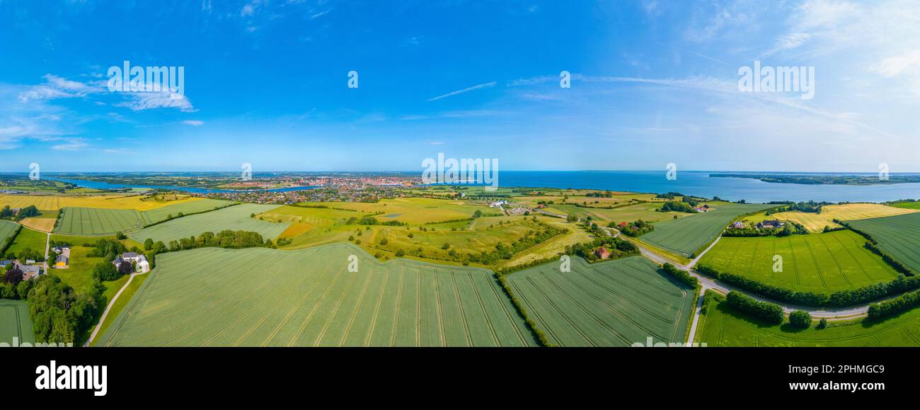 Panorama view of Dybbøl Banke historical site commemorating war between ...