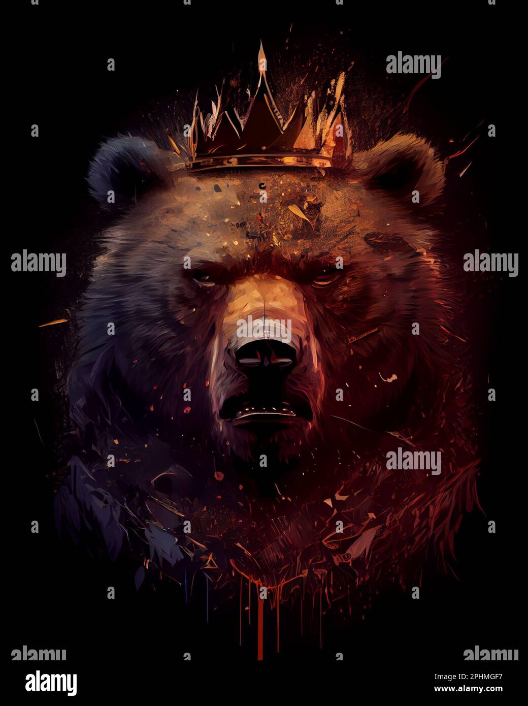 An image of a large bear standing in the midst of a raging fire ...