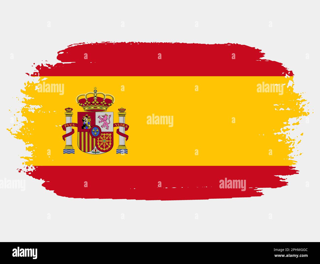 Artistic grunge brush flag of Spain isolated on white background ...