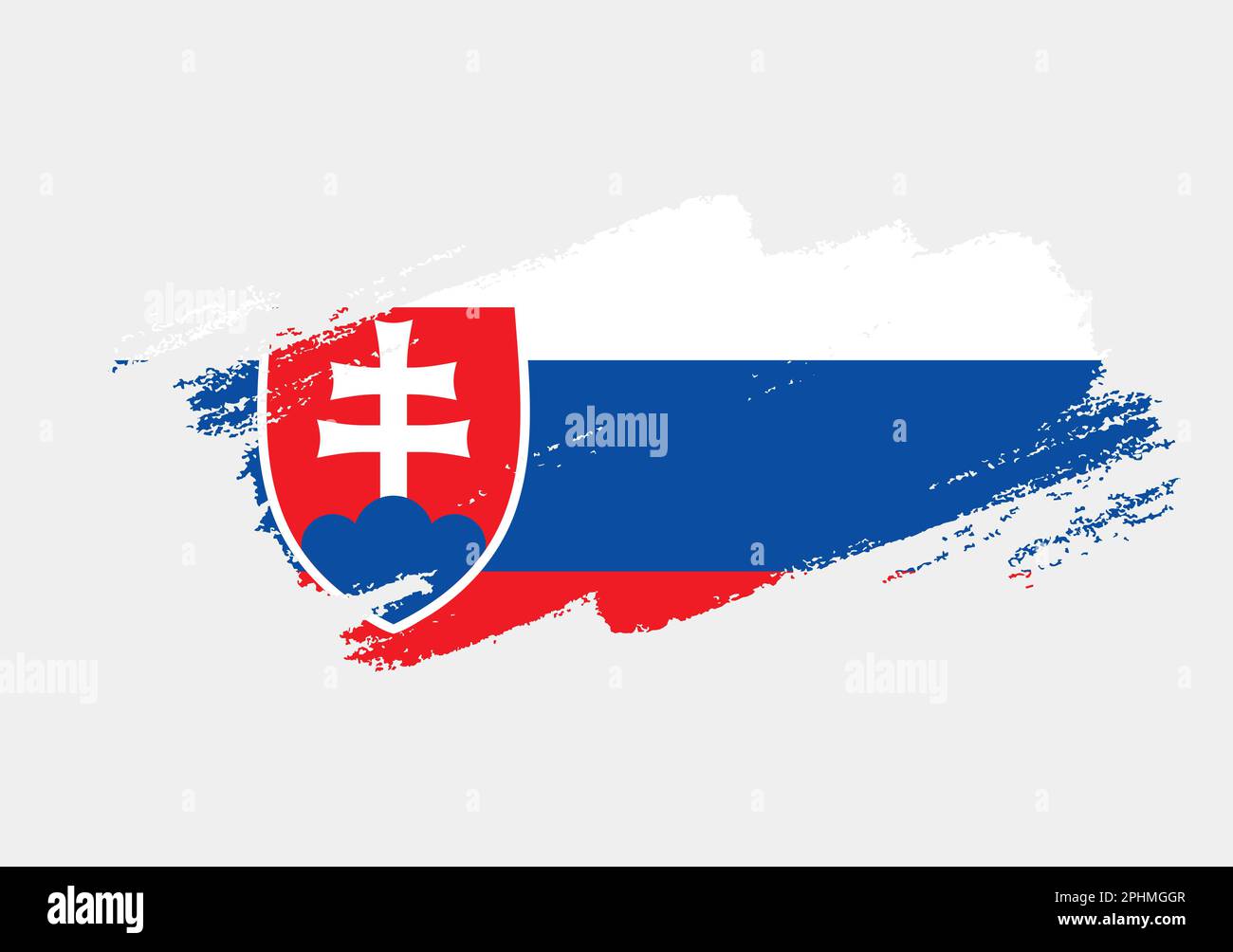 Artistic grunge brush flag of Slovakia isolated on white background ...