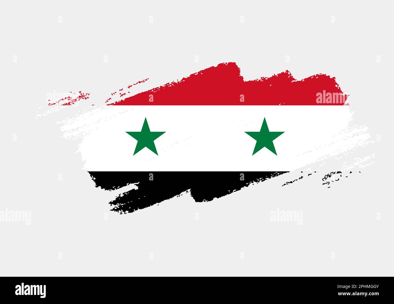 Artistic grunge brush flag of Syria isolated on white background ...