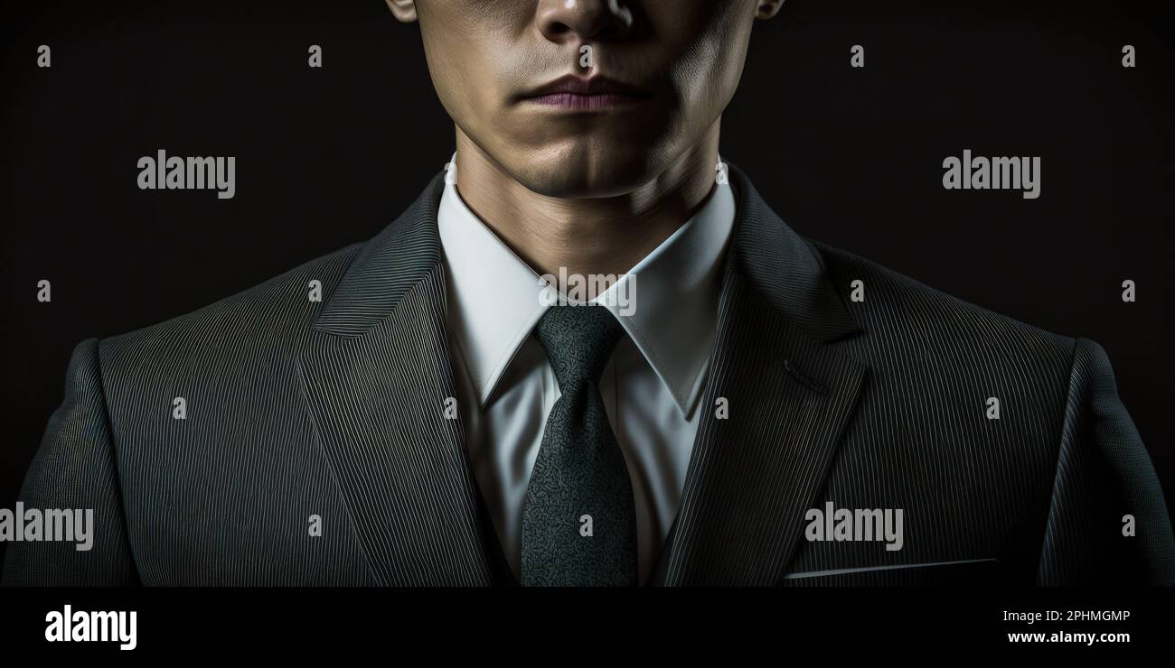 A male model is standing and posing wearing a plain black shirt and ...