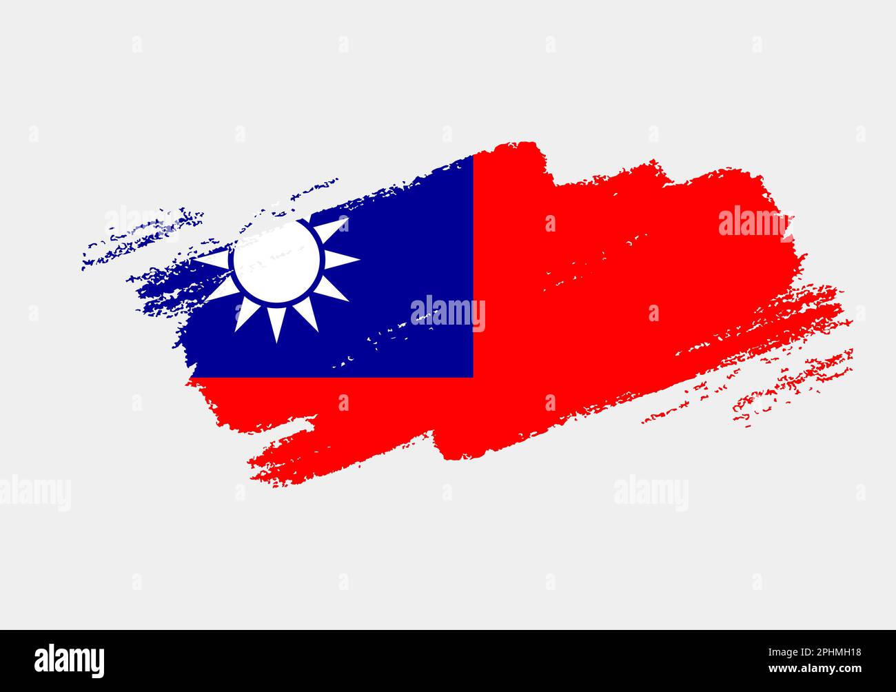 Artistic grunge brush flag of Taiwan isolated on white background ...