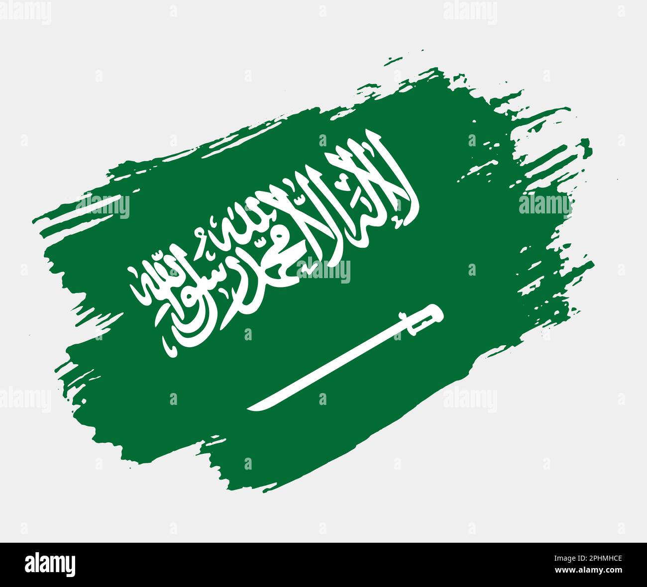 Artistic grunge brush flag of Saudi Arabia isolated on white background ...