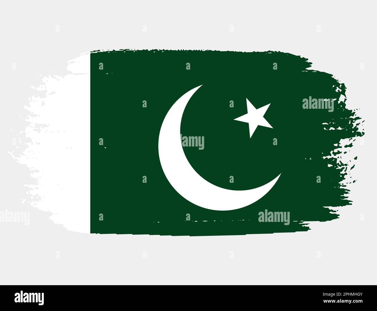 Artistic grunge brush flag of Pakistan isolated on white background ...