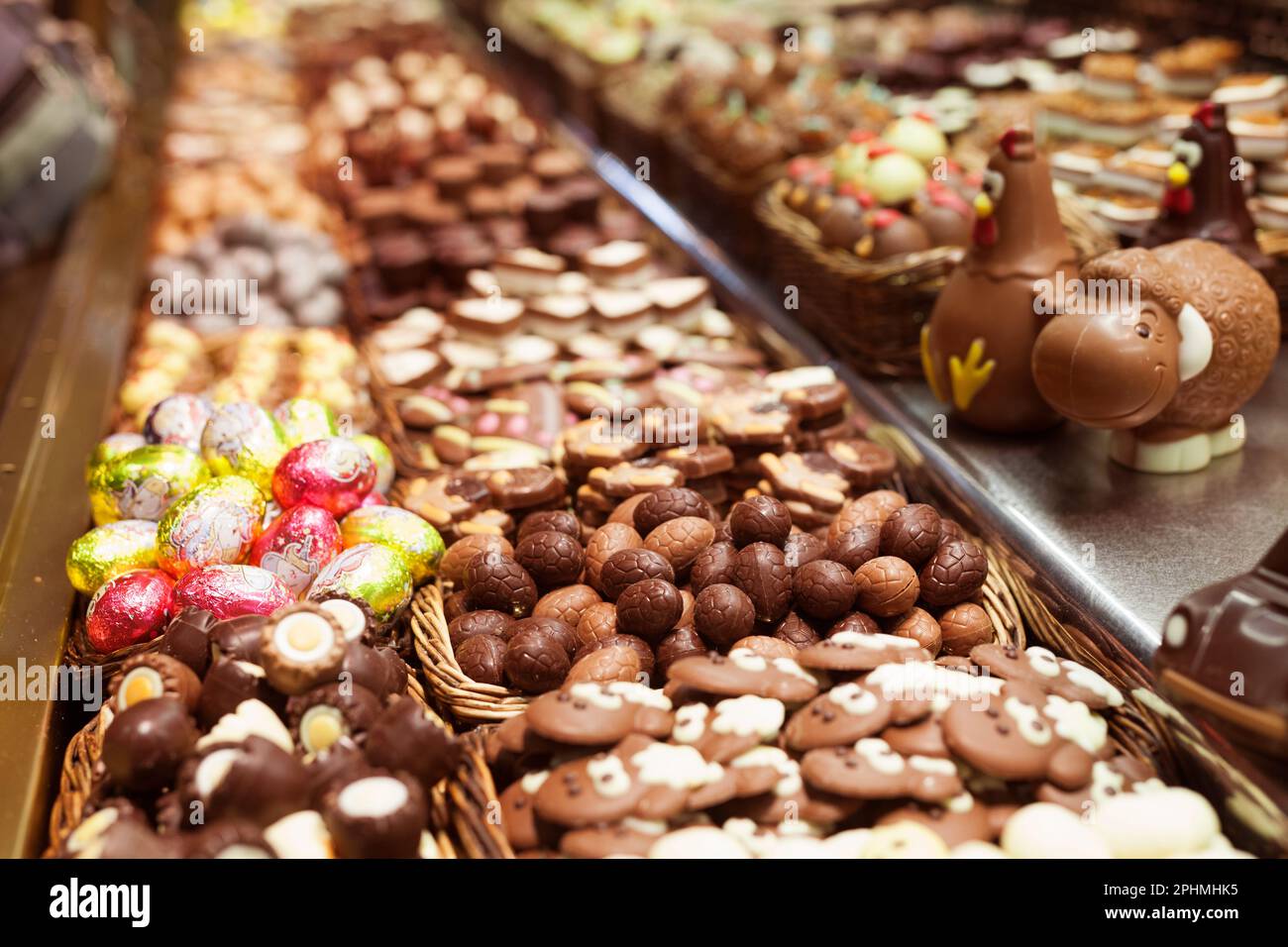 delicious chocolate sweets on counter Stock Photo - Alamy