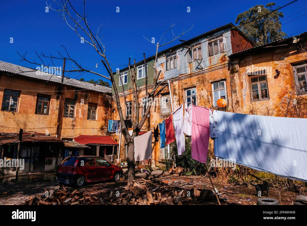Old shabby houses in the slum district Stock Photo - Alamy