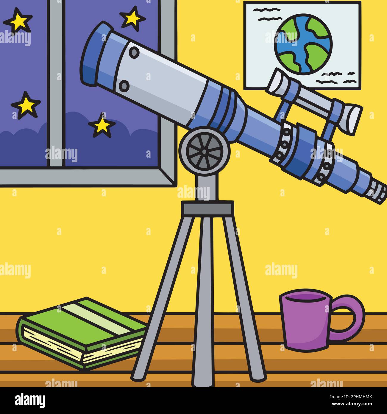 Space Telescope Colored Cartoon Illustration Stock Vector Image And Art Alamy