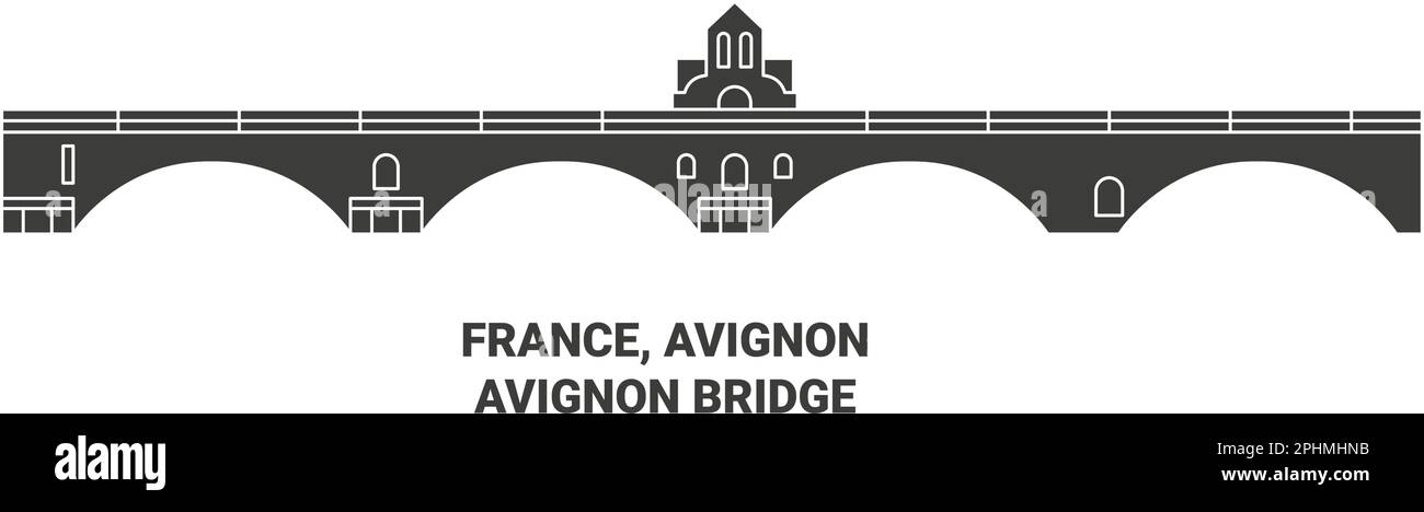 France, Avignon, Bridge travel landmark vector illustration Stock ...