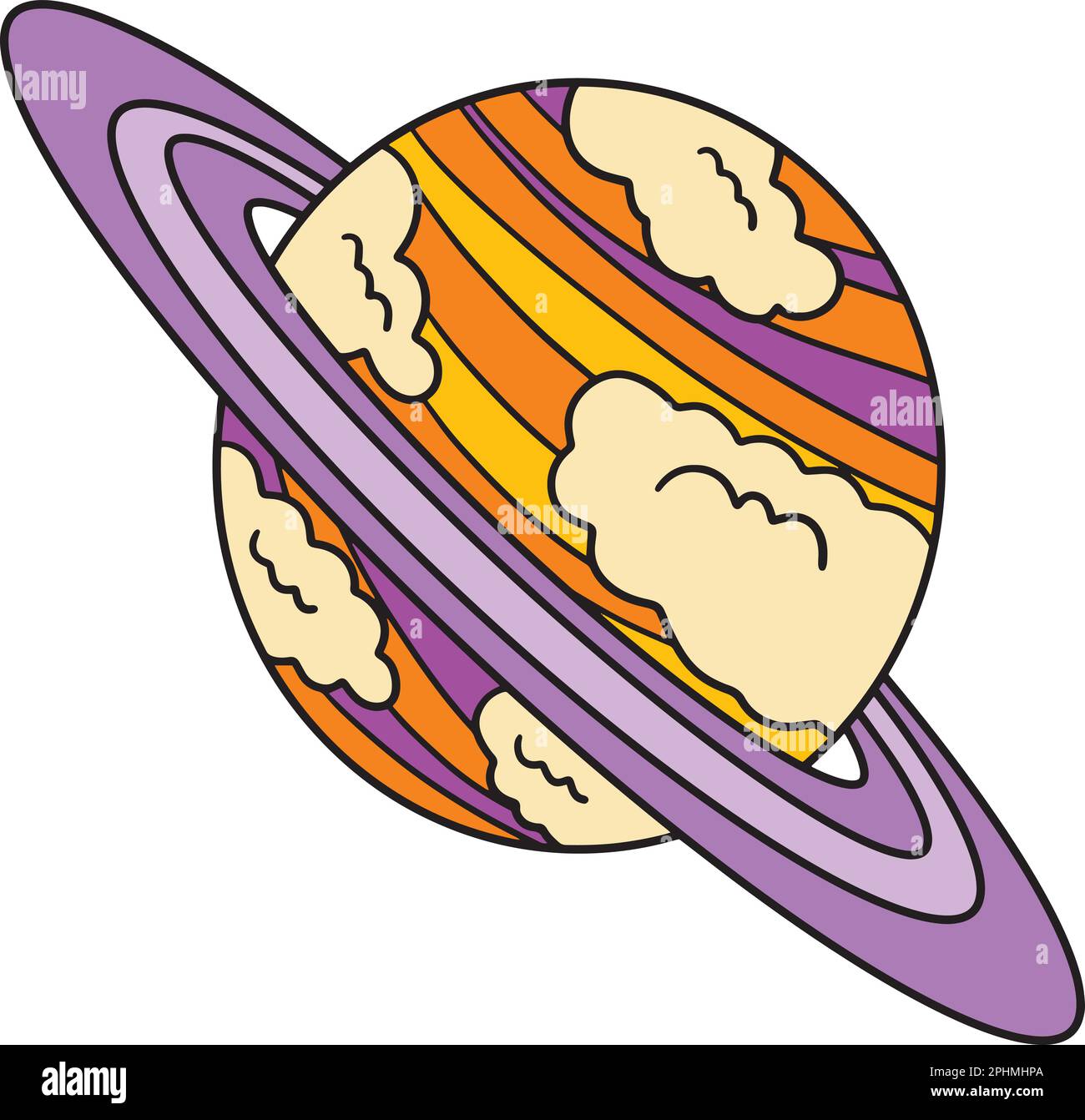 Planet Saturn Cartoon Colored Clipart Illustration Stock Vector Image ...