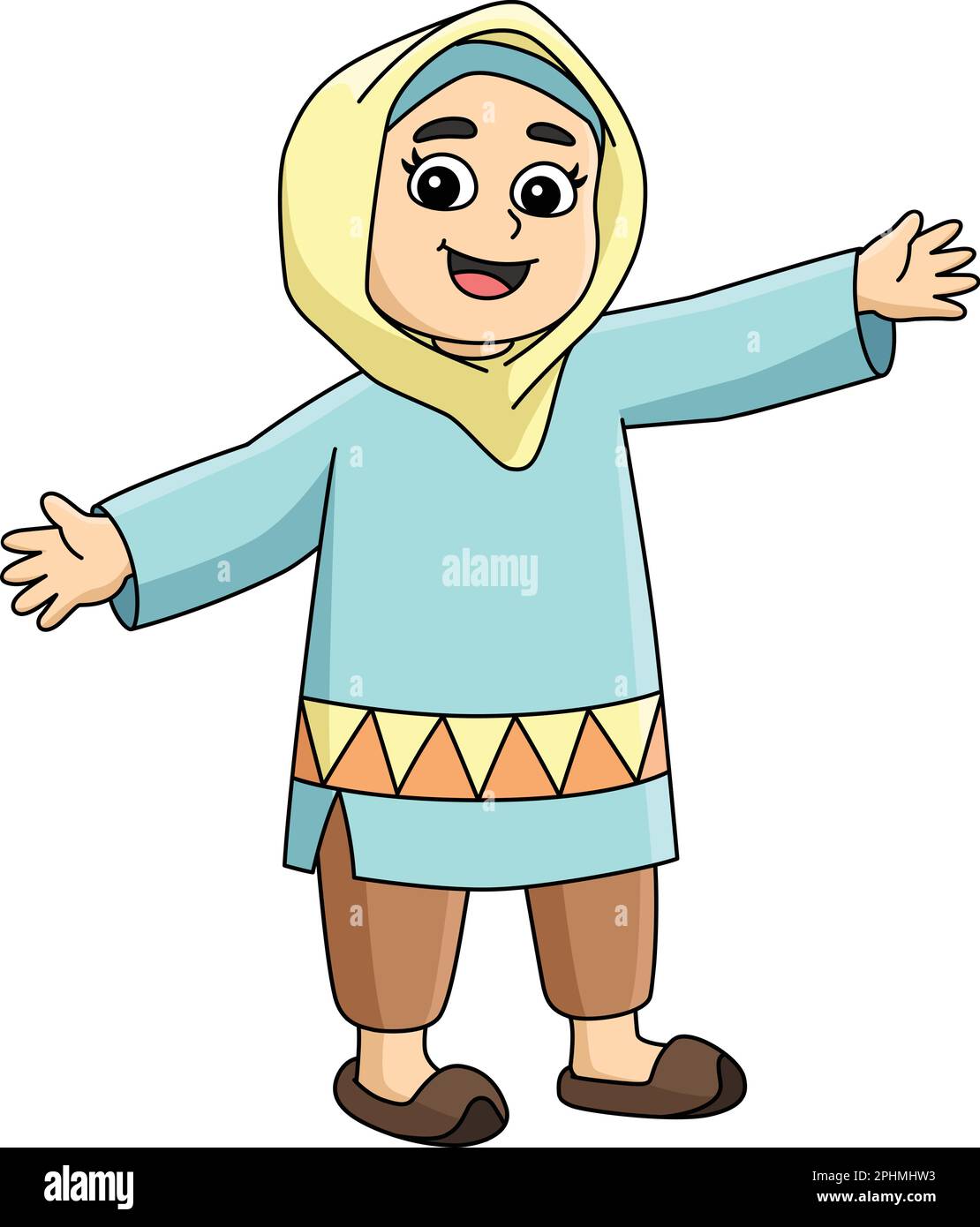 Ramadan Muslim Girl Cartoon Colored Clipart Stock Vector Image & Art ...
