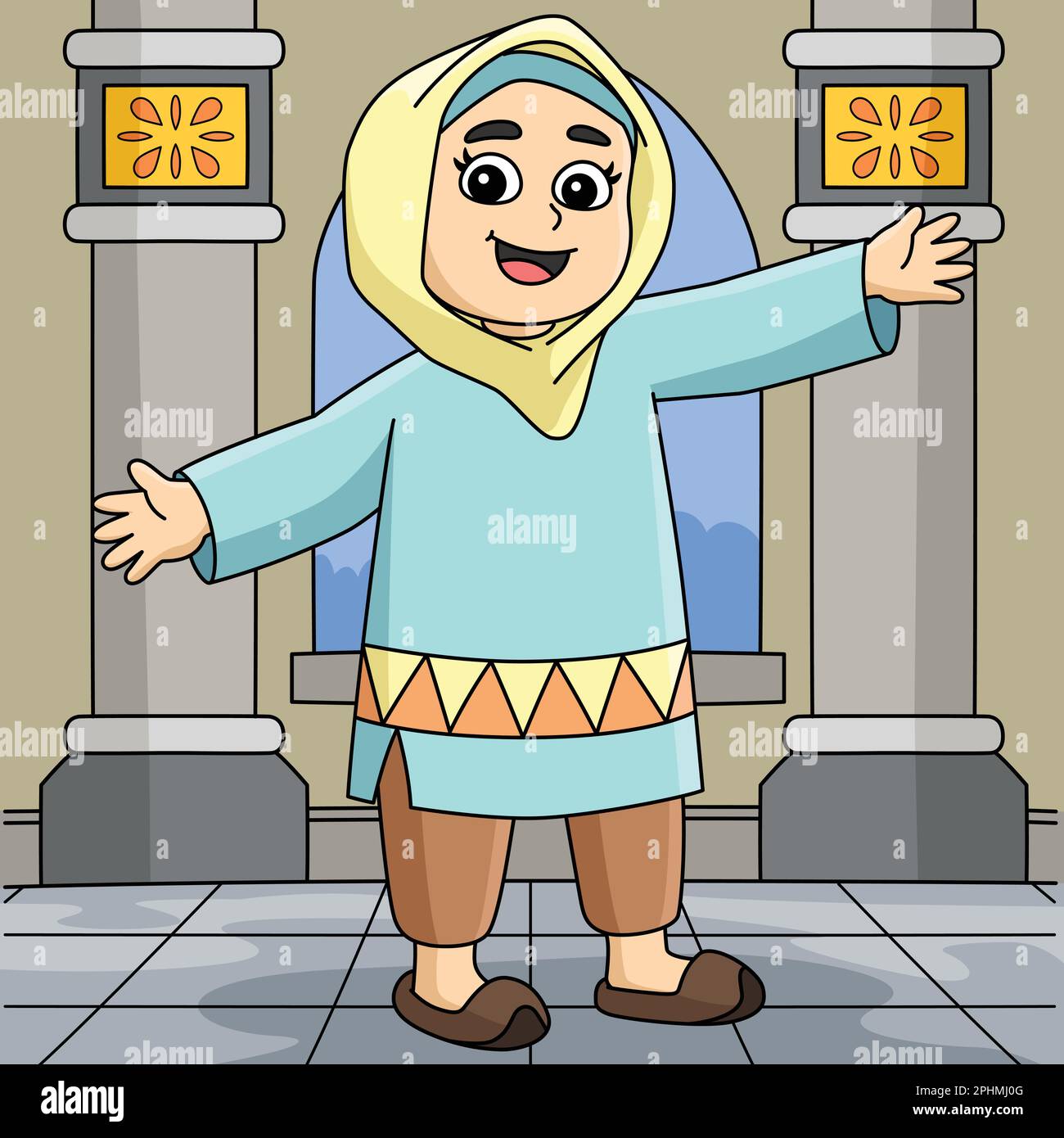 Ramadan muslim girl cartoon hi-res stock photography and images - Alamy