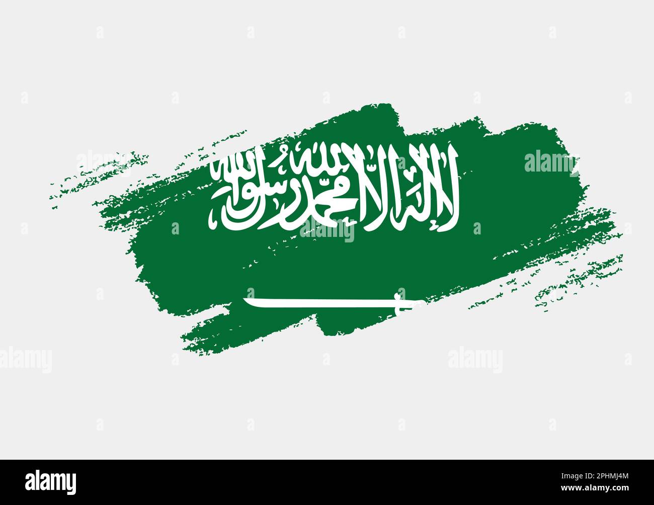 Artistic grunge brush flag of Saudi Arabia isolated on white background ...