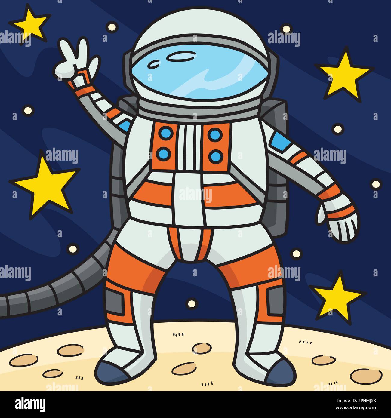 Astronaut Peace Sign Colored Cartoon Illustration Stock Vector Image ...