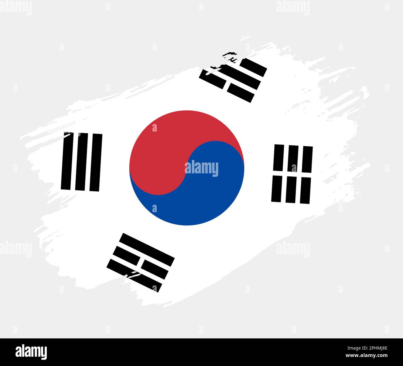 Artistic grunge brush flag of South Korea isolated on white background ...