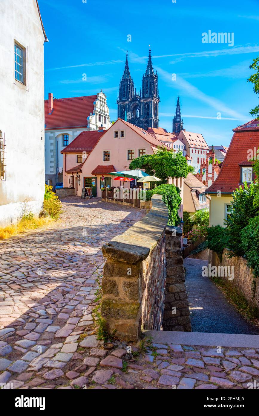 Medieval street in the old town of Meissen, Germany Stock Photo - Alamy