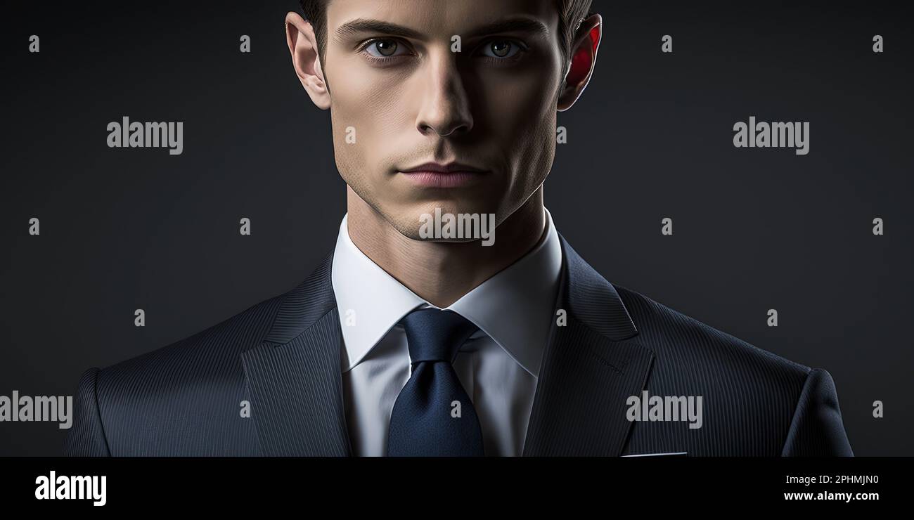 A male model is standing and posing wearing a plain black shirt and ...