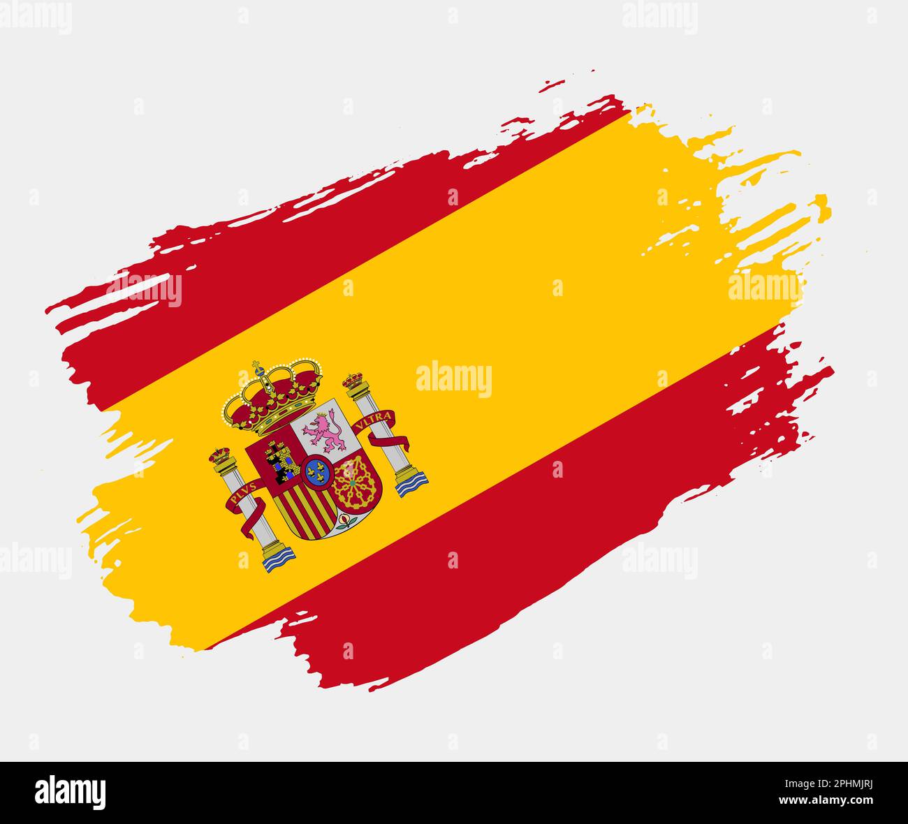 Artistic grunge brush flag of Spain isolated on white background ...