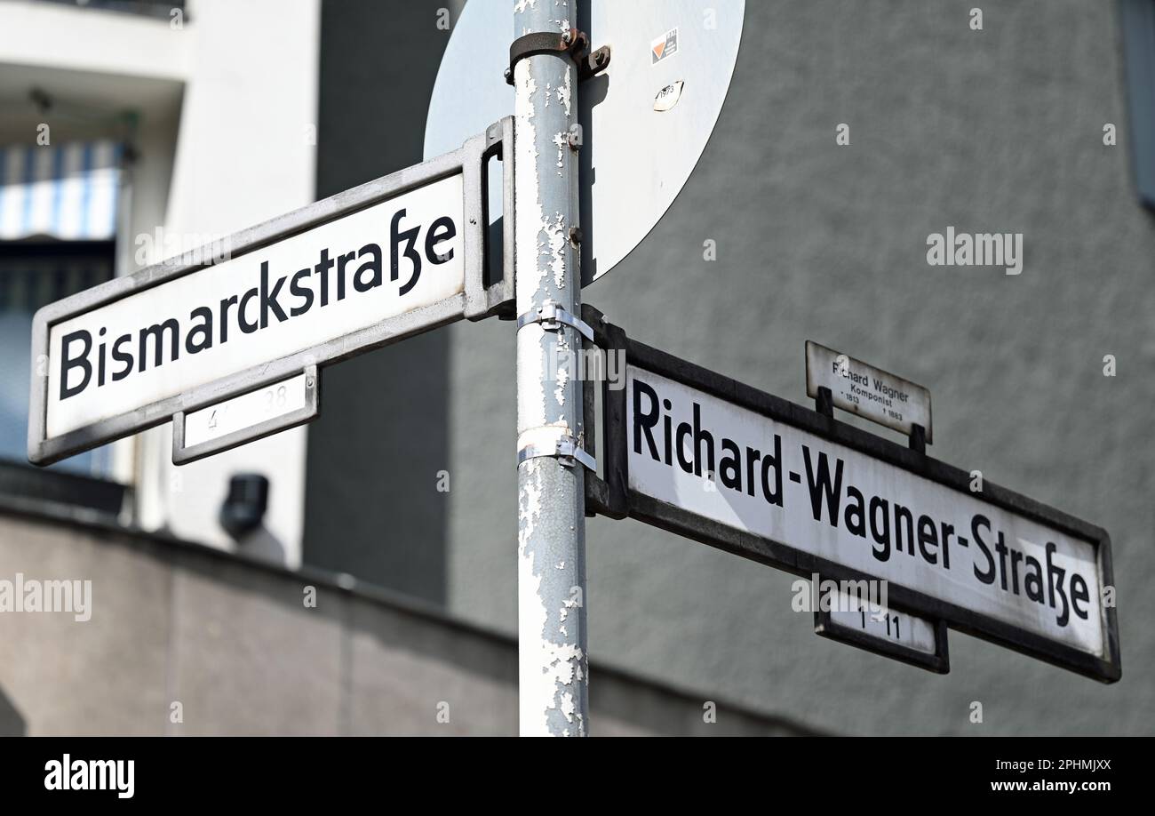Berlin, Germany. 28th Mar, 2023. The street signs of Richard-Wagner ...