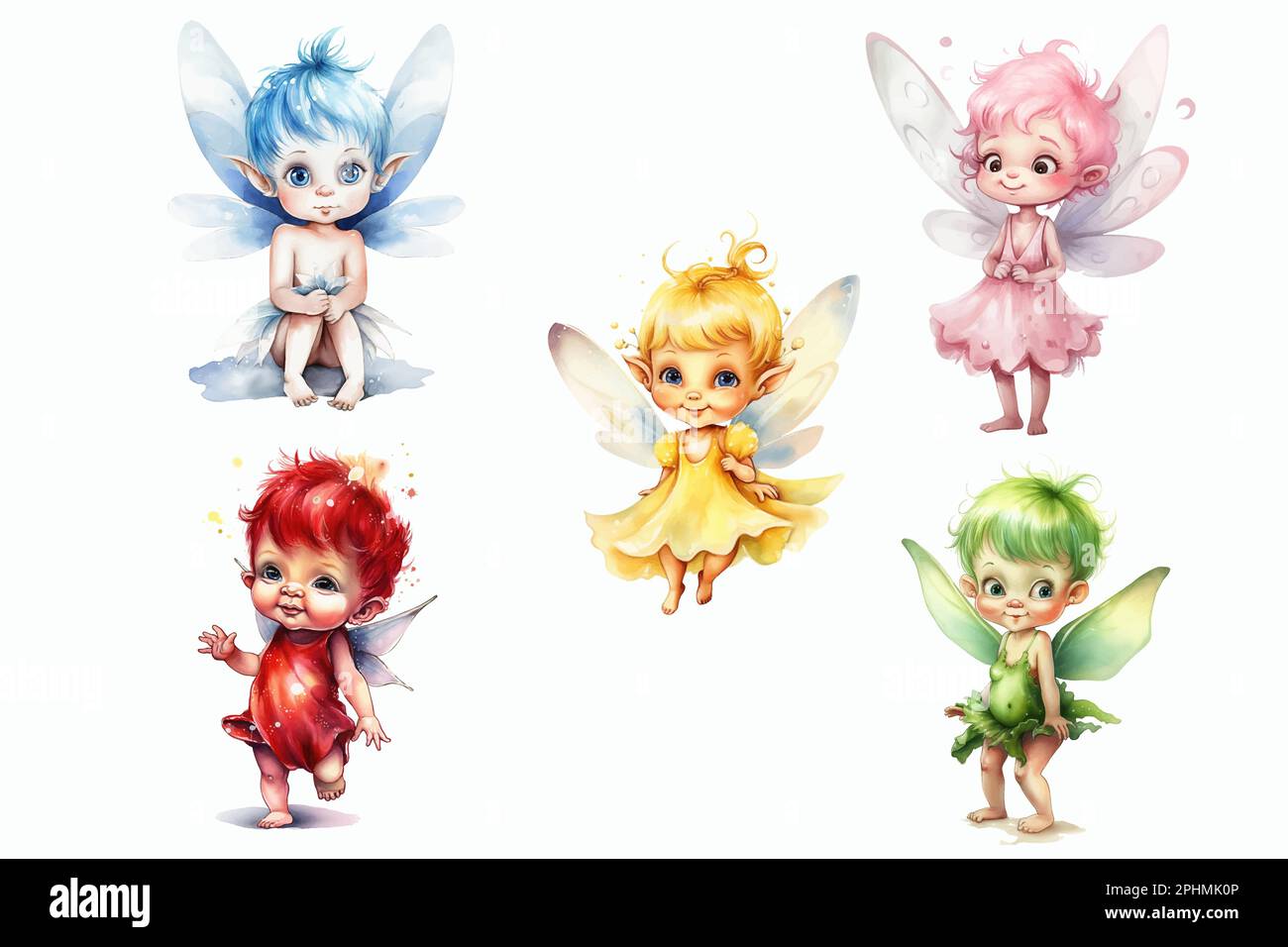 Fairy garden cartoon cute fairy girl illustration little vector hi-res ...