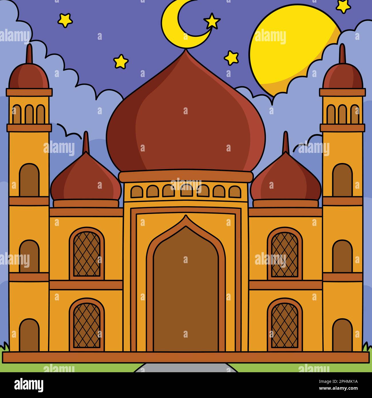 Ramadan Mosque Colored Cartoon Illustration Stock Vector Image & Art ...