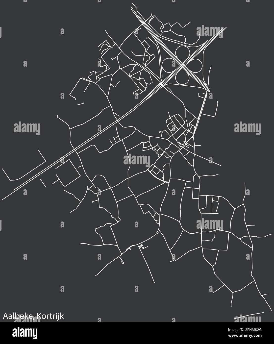 Street roads map of the AALBEKE MUNICIPALITY, KORTRIJK Stock Vector ...