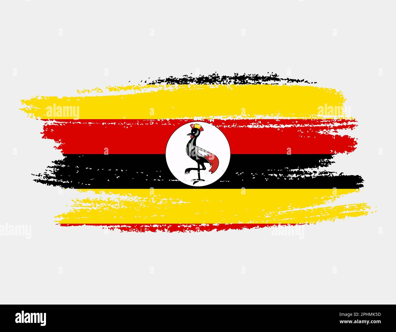 Artistic grunge brush flag of Uganda isolated on white background ...