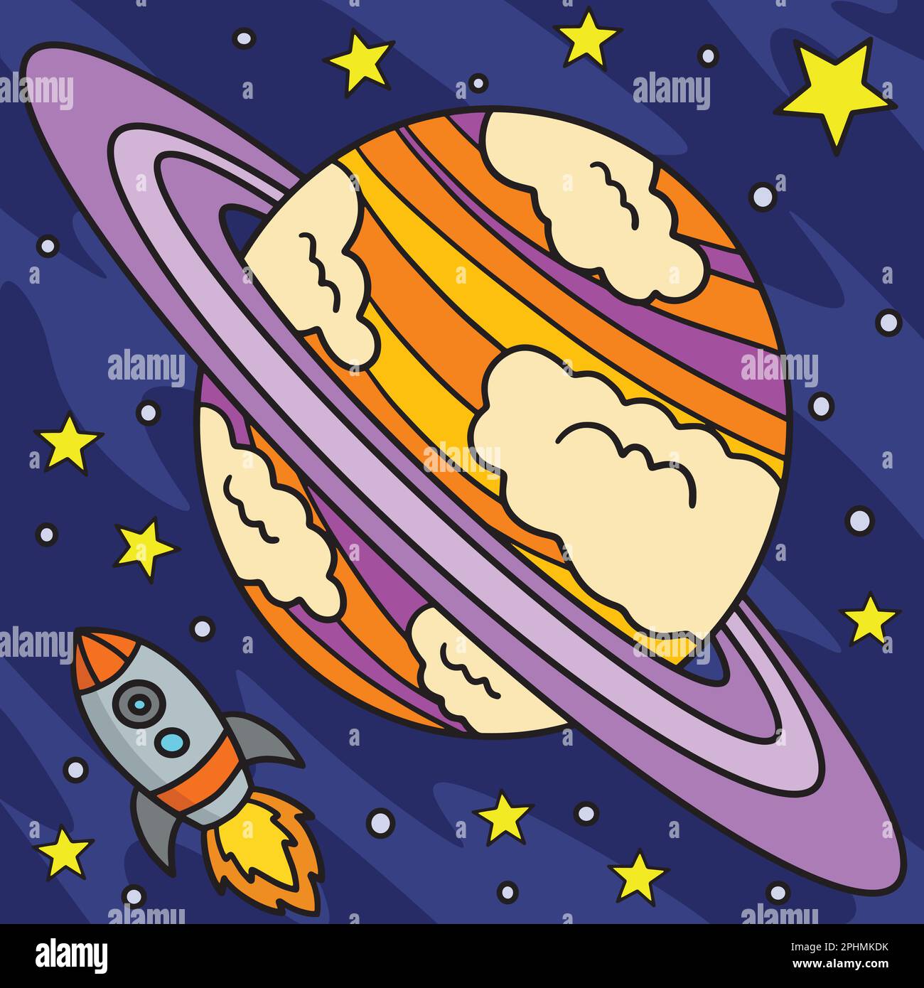 Planet Saturn Colored Cartoon Illustration Stock Vector Image & Art - Alamy