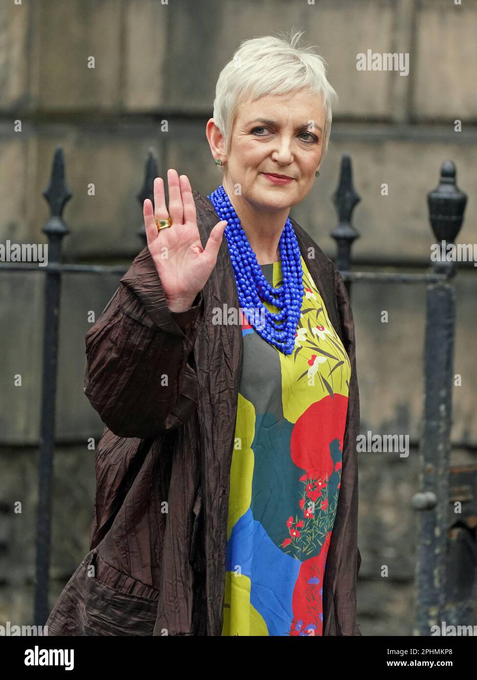 Angela Constance MSP waves as she arrives at Bute House, Edinburgh ...