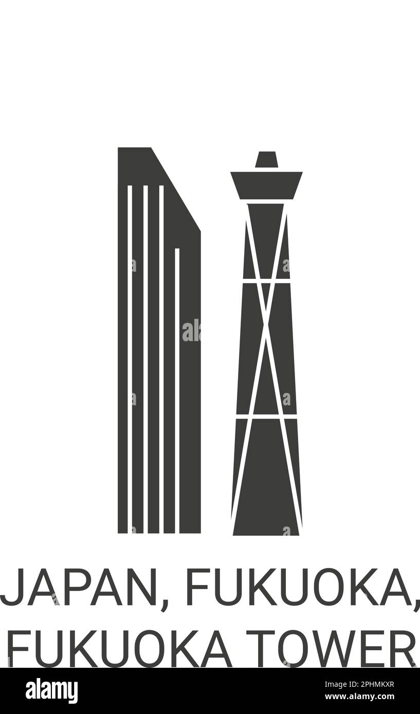 Japan, Fukuoka, Fukuoka Tower travel landmark vector illustration Stock ...