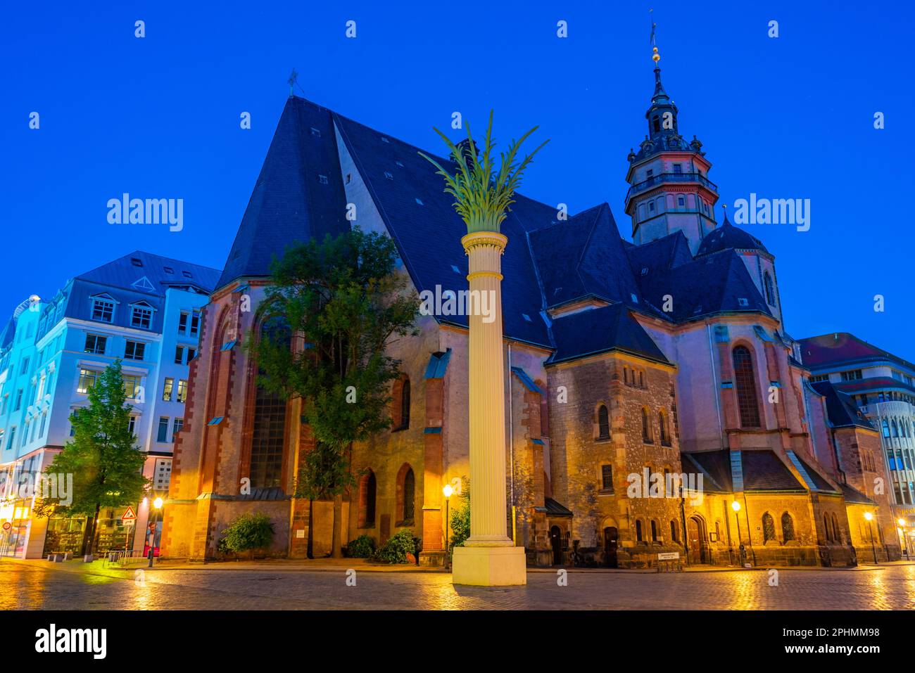 Sunrise view of Saint Nicholas church in Leipzig, Germany Stock Photo ...