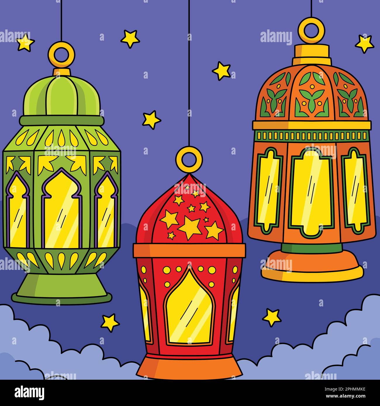 Ramadan Lantern Colored Cartoon Cartoon Stock Vector Image & Art - Alamy
