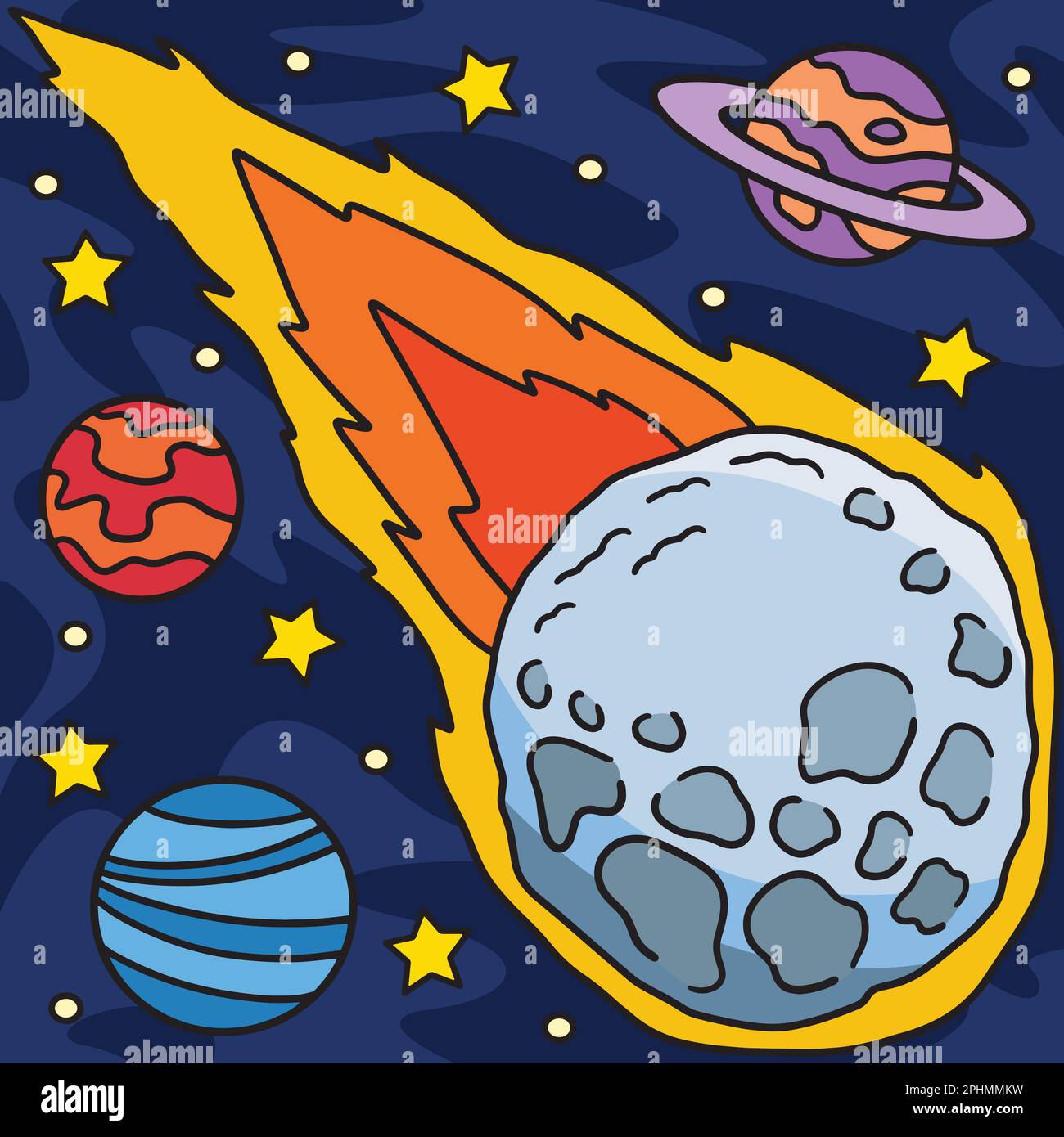 Falling Asteroid Colored Cartoon Illustration Stock Vector Image & Art - Alamy
