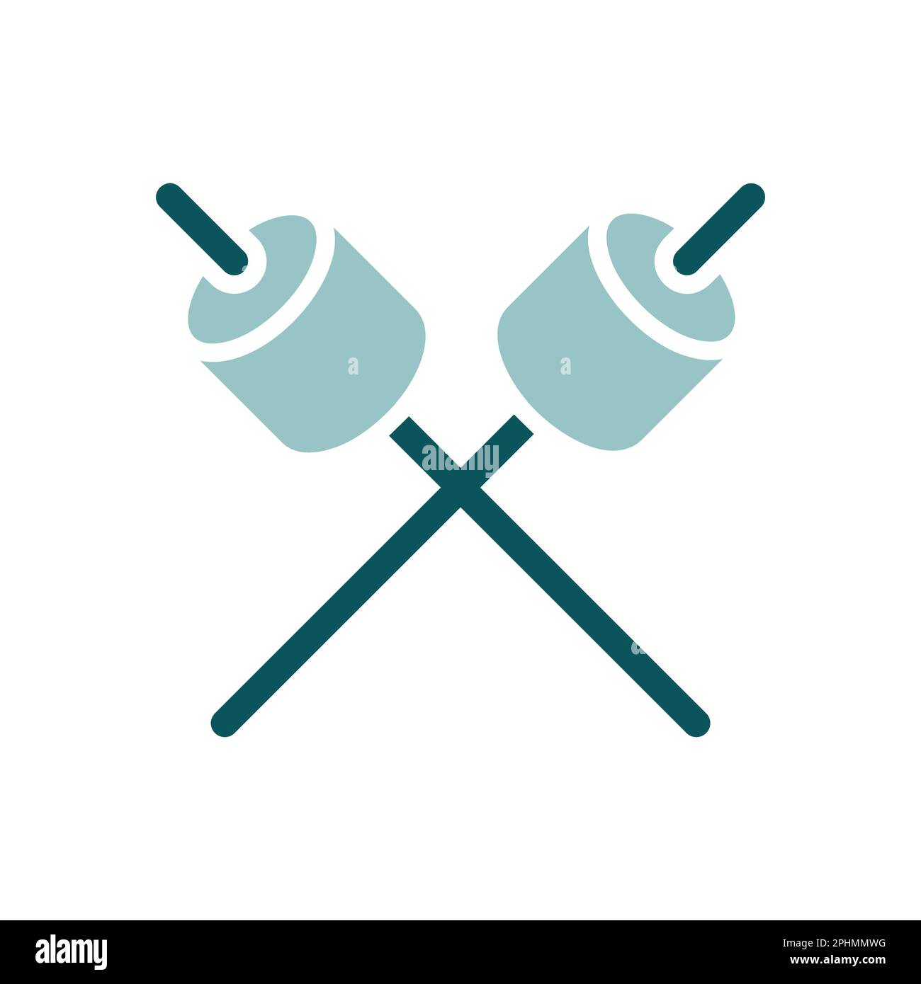Marshmallow on wooden stick vector isolated icon. Camping and Hiking ...