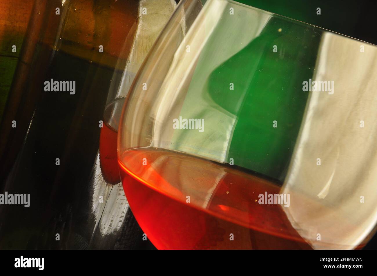Glass and bottle of wine composition Stock Photo - Alamy