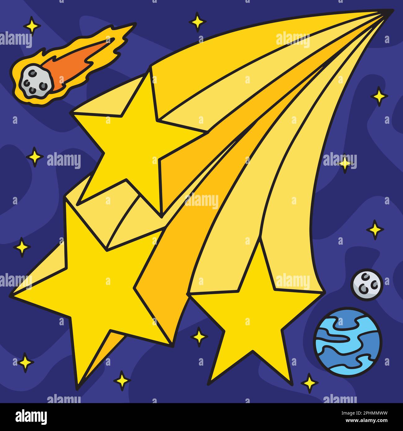 Falling Shooting Stars Colored Cartoon Stock Vector Image & Art - Alamy