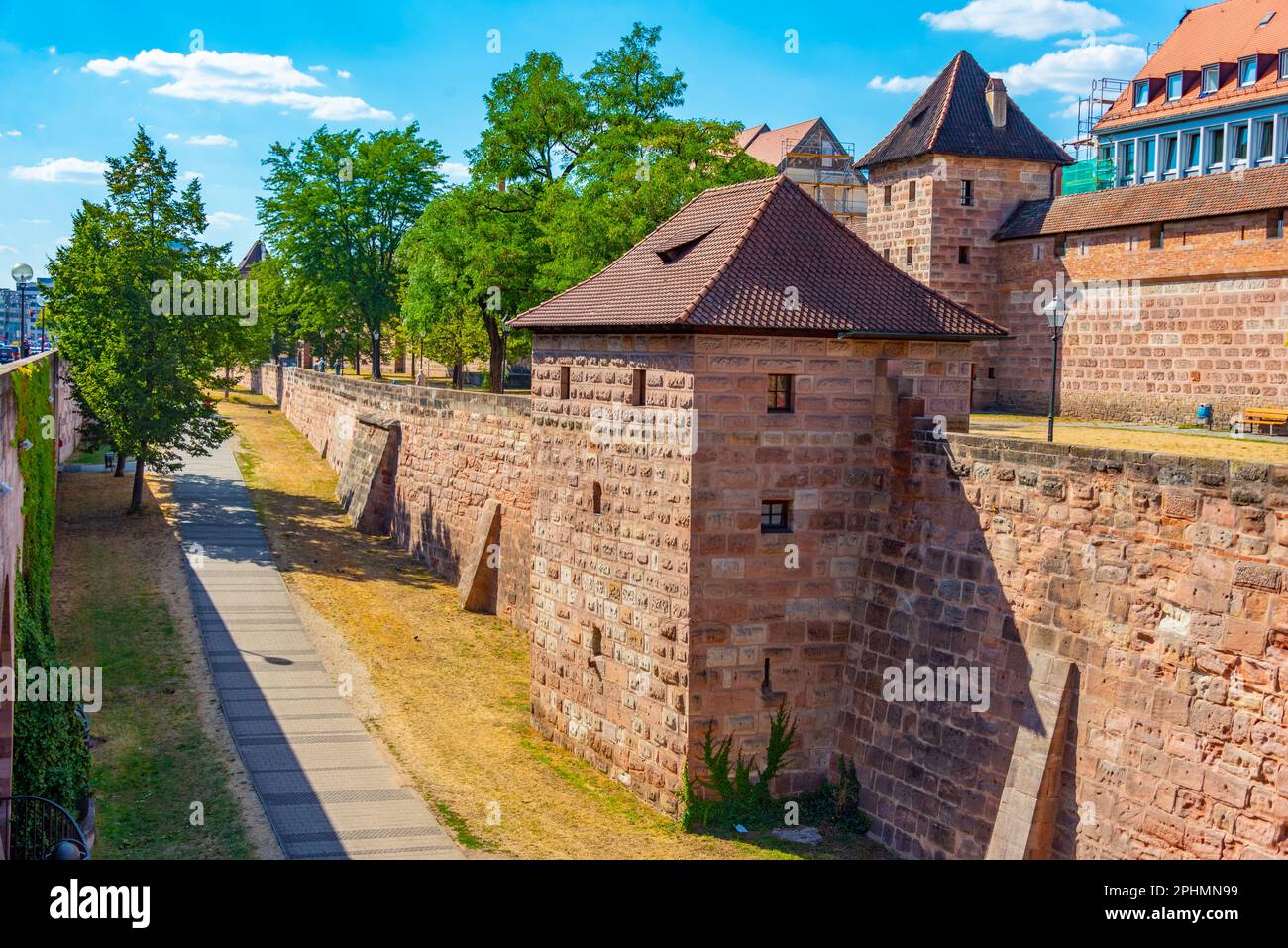 View of the medieval fortification of the german city Nürnberg Stock ...