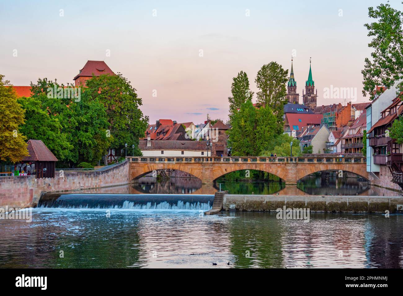Cityscape of river Pegnitz in German town Nürnberg Stock Photo - Alamy