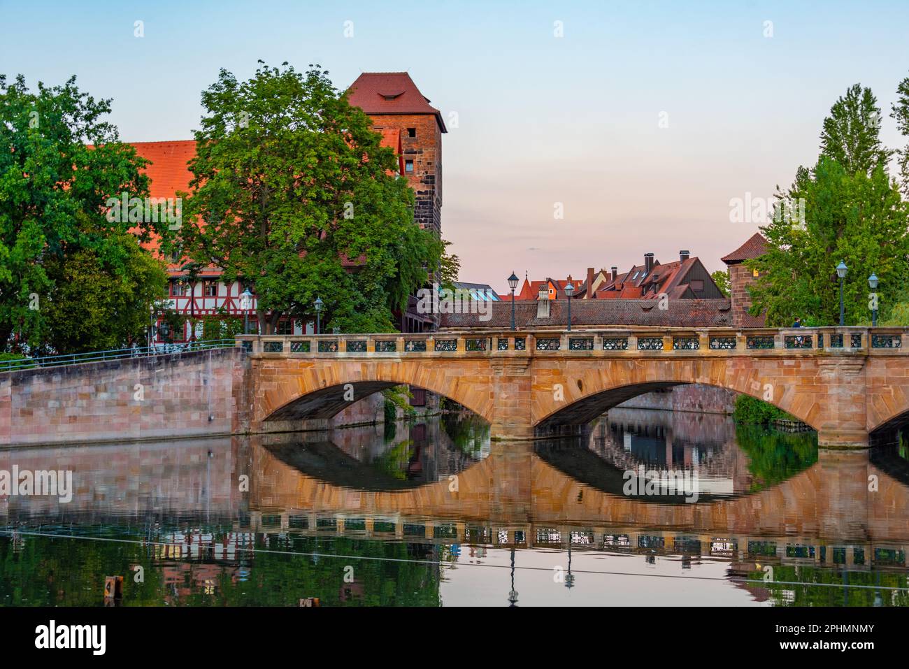 Cityscape of river Pegnitz in German town Nürnberg Stock Photo - Alamy