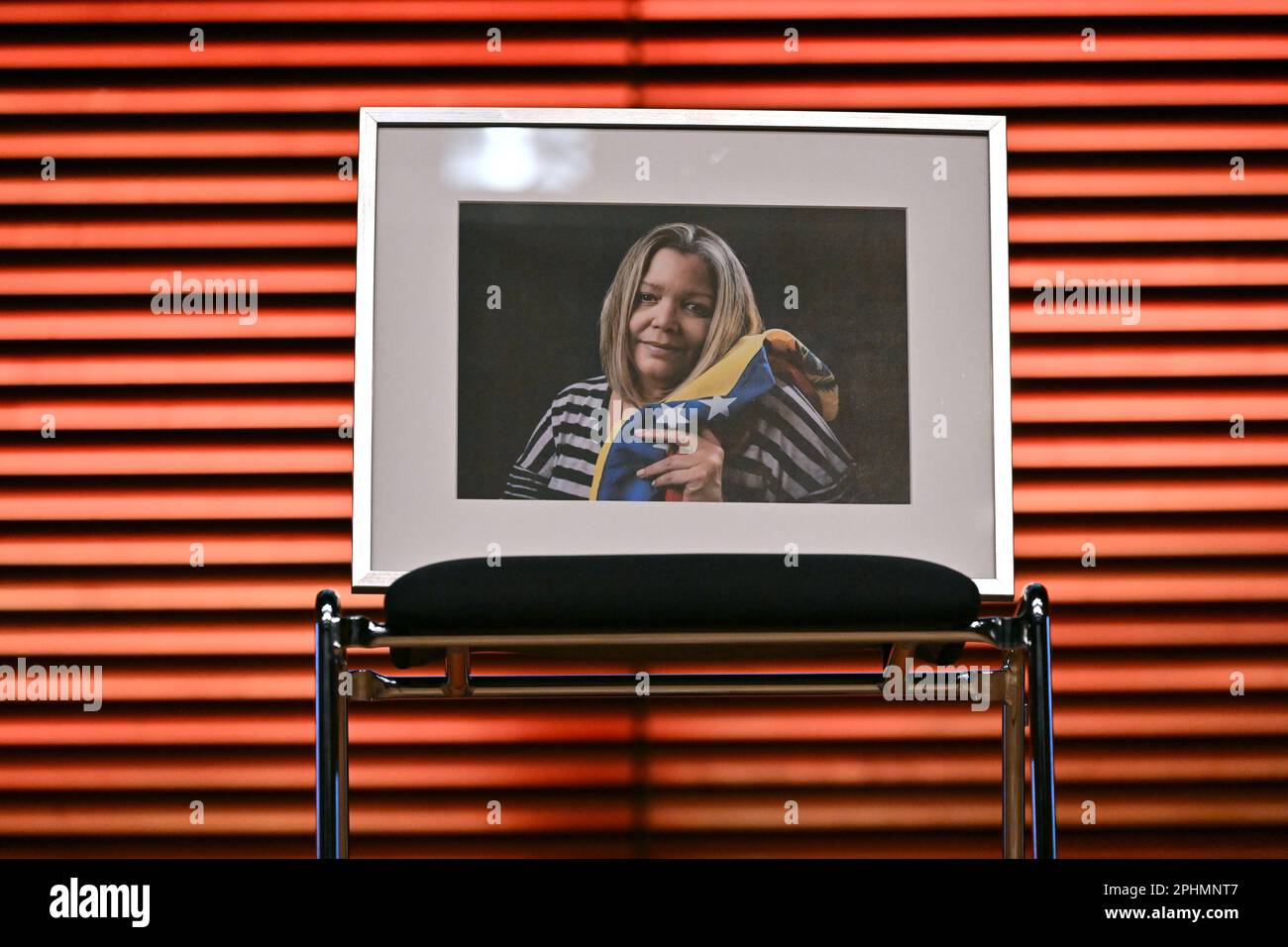 Weimar, Germany. 29th Mar, 2023. A photo of Venezuelan judge Maria ...