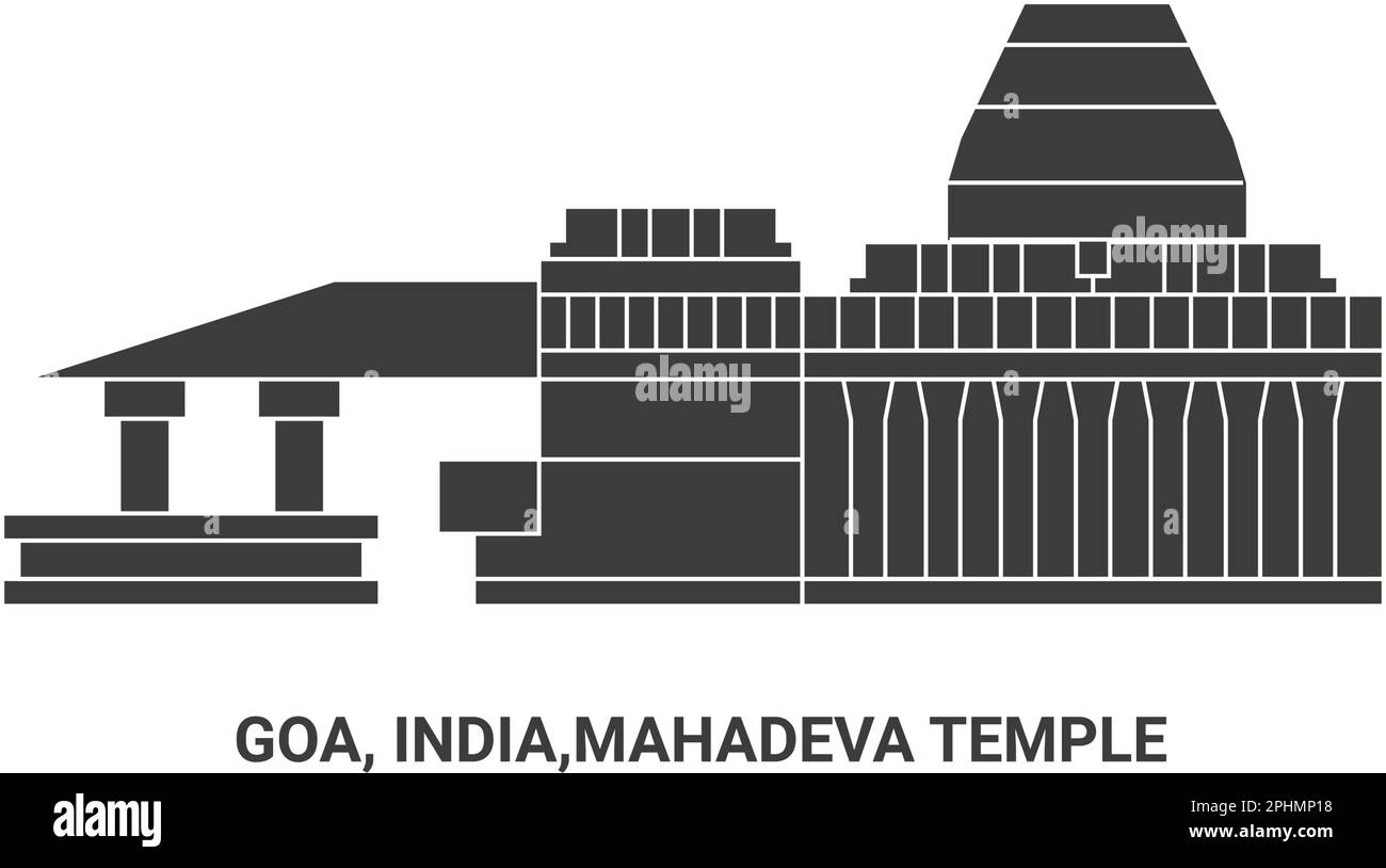 India, Goa, Mahadeva Temple travel landmark vector illustration Stock ...