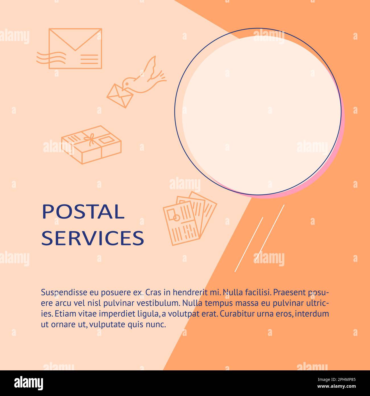 Postal services banner with place for text. Letters and parcels ...