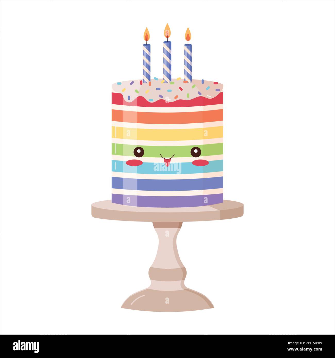Cute Rainbow Birthday Party Cake with Candles Stock Vector Image & Art ...